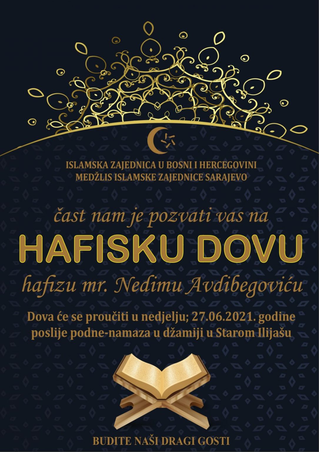 Hafiska dova Nedimu Avdibegoviću | Medžlis Islamske zajednice Sarajevo